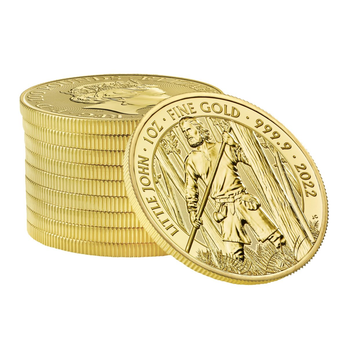 Full tube of 10 x Little John Myths & Legends 1oz Gold Coin